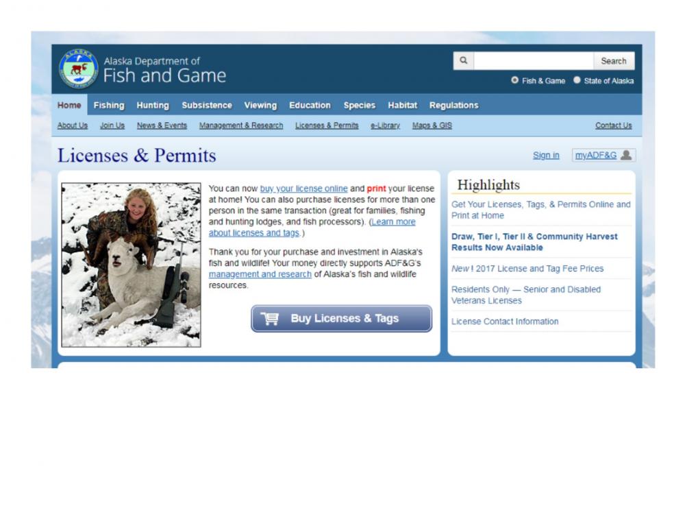 Alaska Department of Fish and Game - Licenses & Permits | City of ...